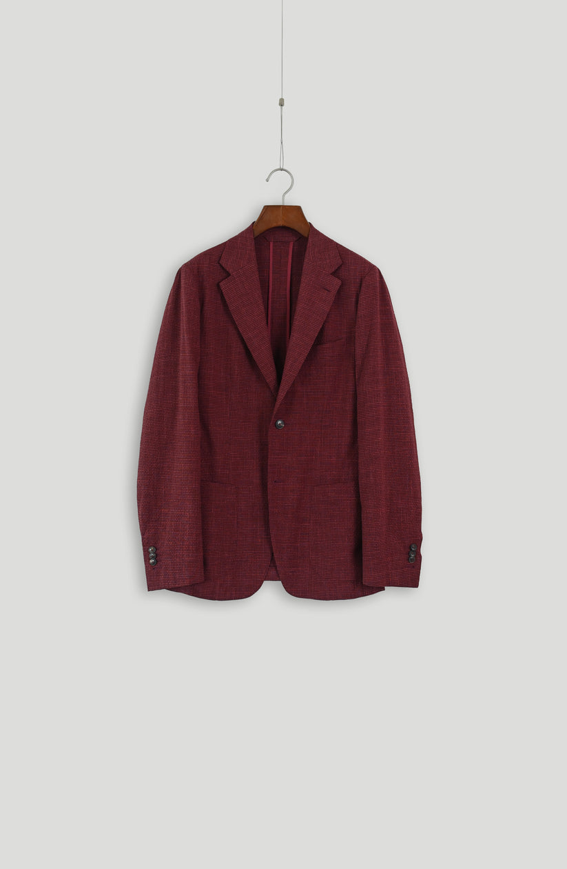 Two Button Nomad Jacket - Burgundy Seersucker – Eudaemon